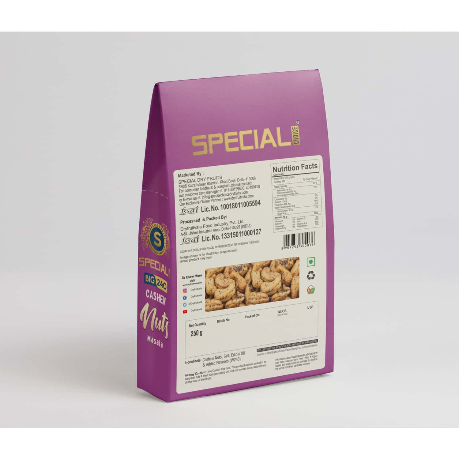 Buy SPECIAL CHOICE CASHEW NUTS ROASTED N MASALA PREMIUM VACUUM PACK 250G X 4 Online & Get Upto ...