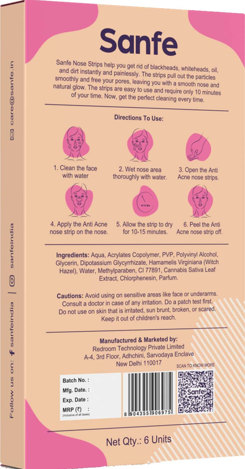 Buy SANFE ANTI-ACNE NOSE STRIP- NOSE STRIPS FOR INSTANT BLACKHEAD ...