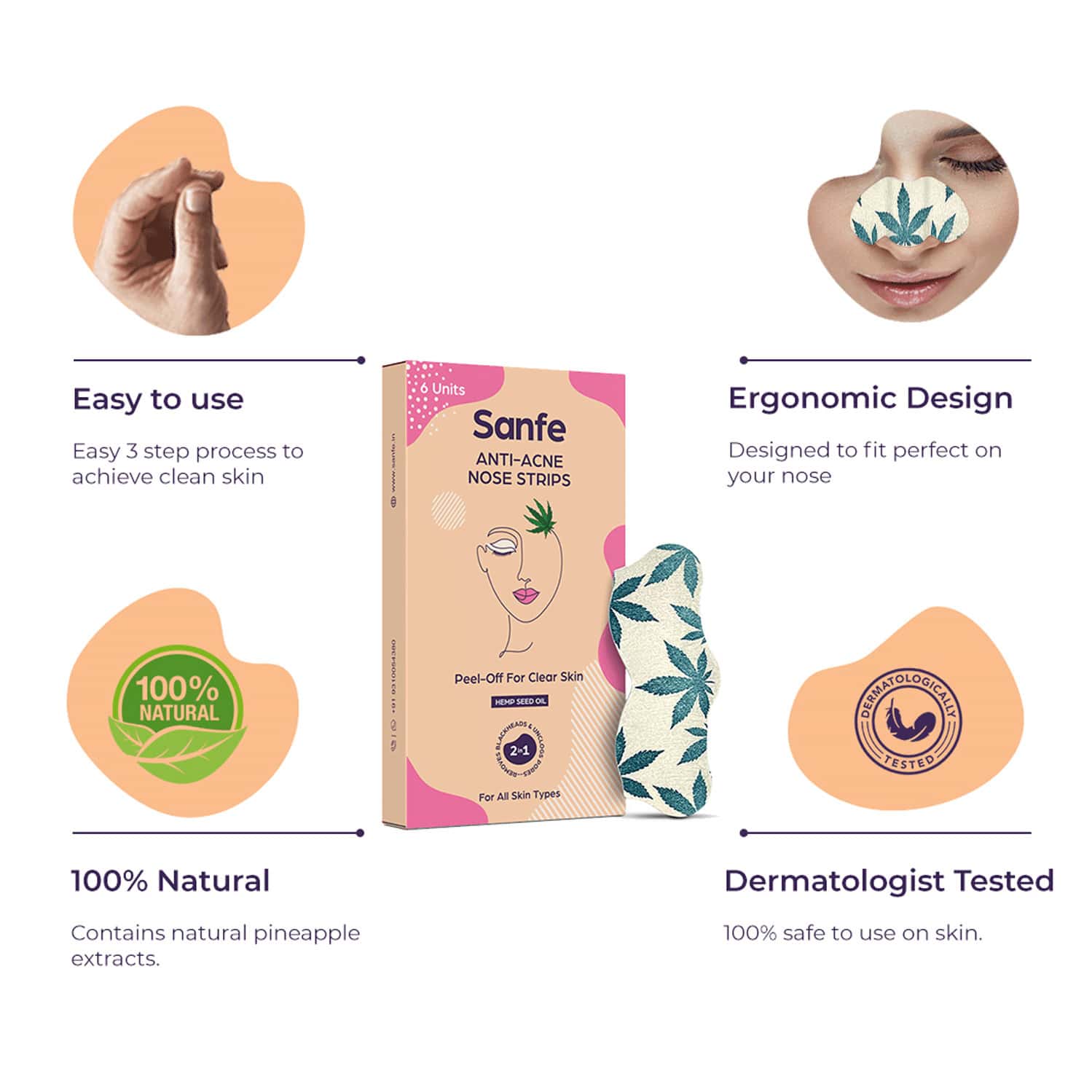 Buy SANFE ANTI-ACNE NOSE STRIP- NOSE STRIPS FOR INSTANT BLACKHEAD ...