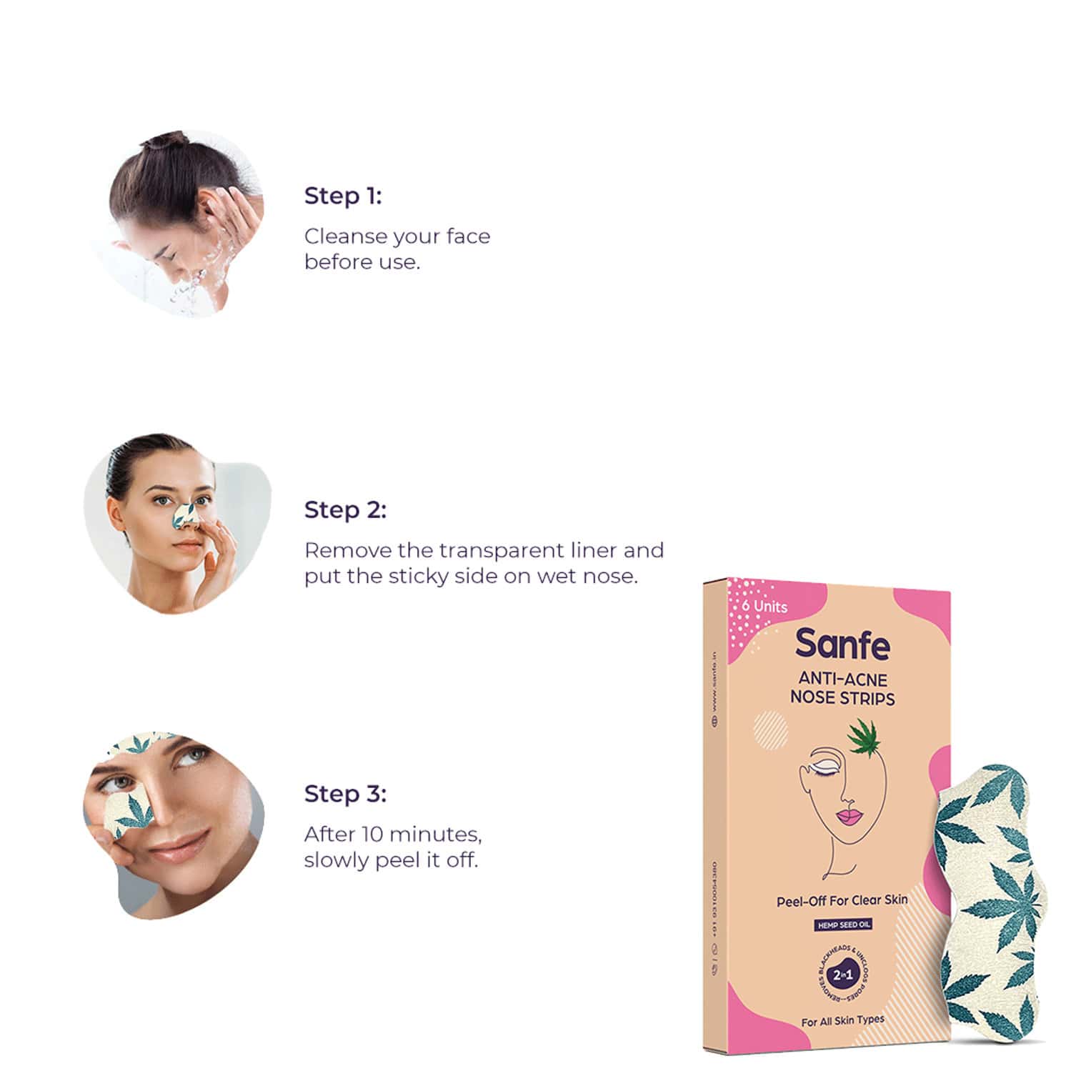 Buy SANFE ANTI-ACNE NOSE STRIP- NOSE STRIPS FOR INSTANT BLACKHEAD ...