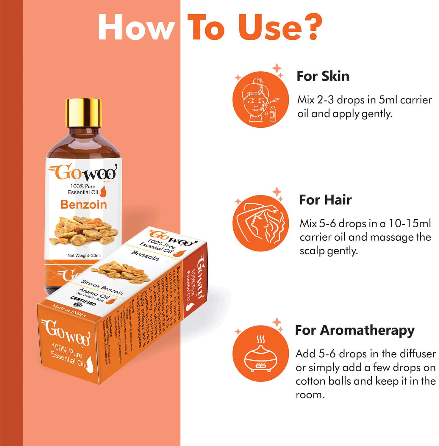 Buy GO WOO 100% PURE BENZOIN OIL VIRGIN & UNDILUTED 30 ML Online & Get ...