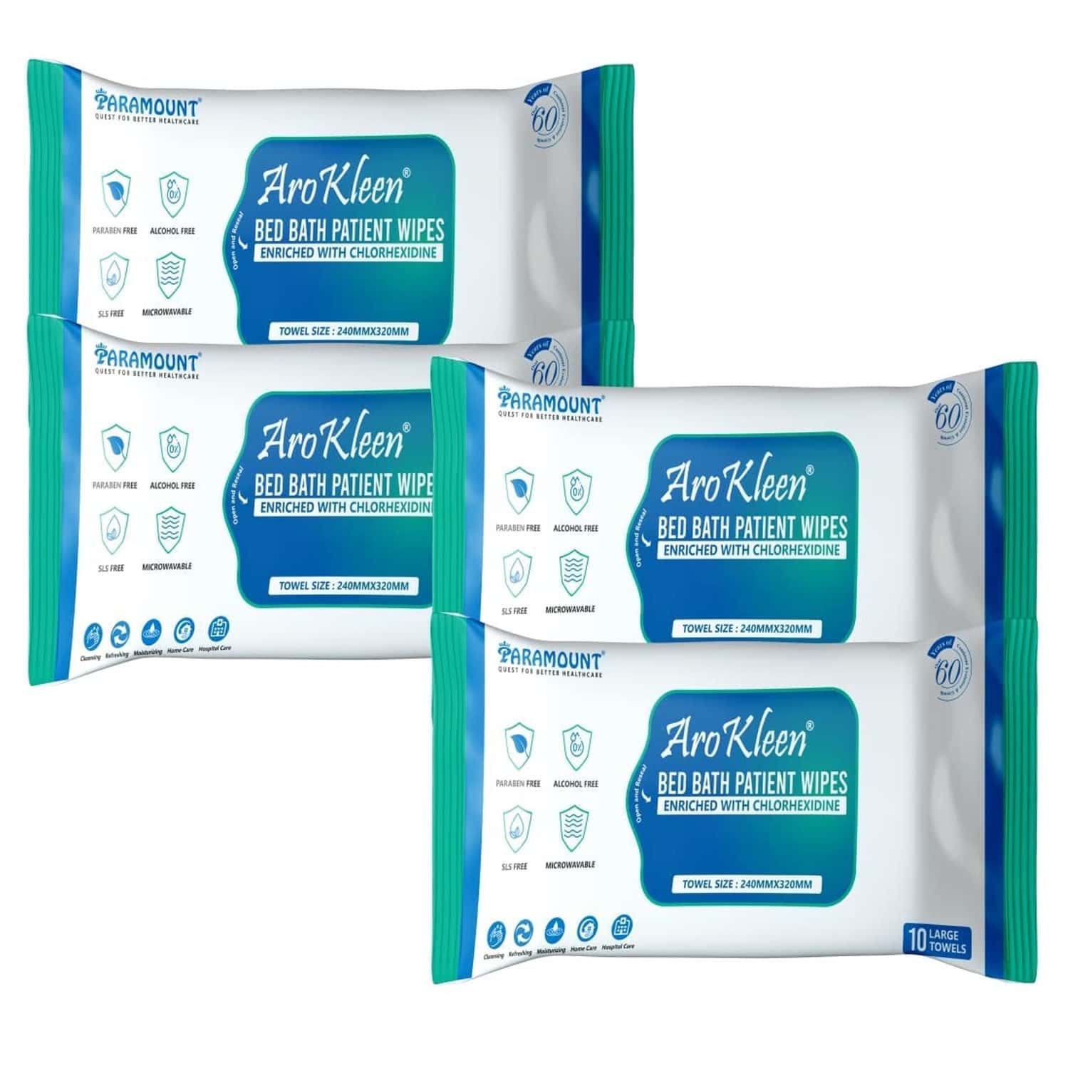 Buy AROKLEEN BED BATH PATIENT LARGE WET WIPES ENRICHED WITH ALOE VERA ...