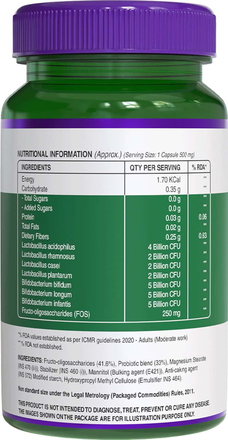 Buy PURE NUTRITION PROBIOTICS 25 BILLION CFU + PREBIOTICS 250 MG ...