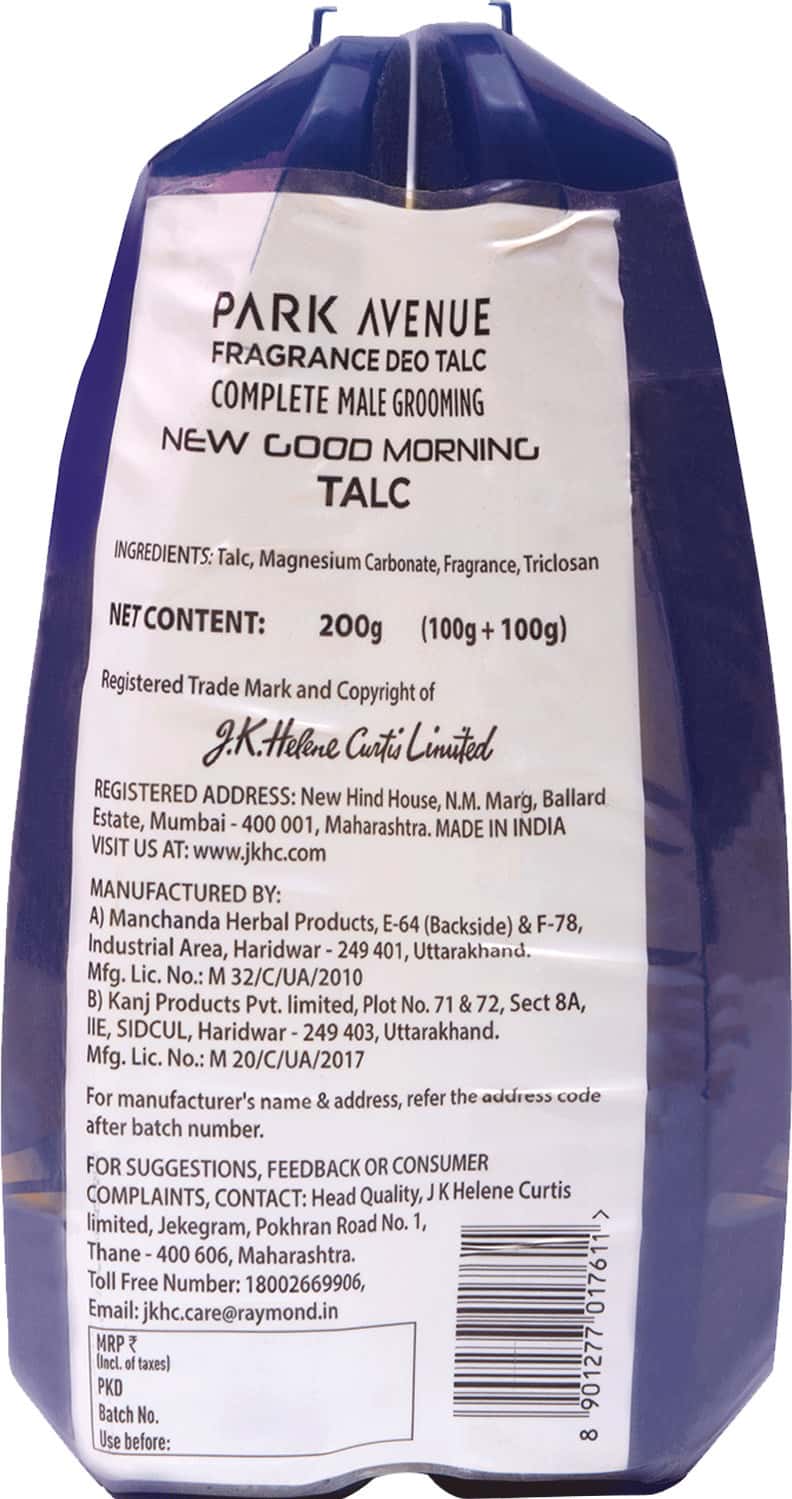 Buy PARK AVENUE DEO TALC GOOD MORNING 100G+100GM B1G1 Online & Get Upto ...