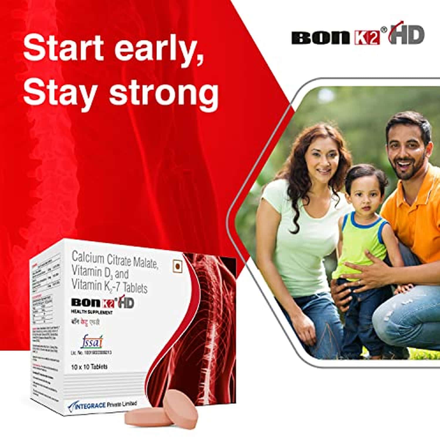 Buy BON K2 HD WITH ADVANCED CALCIUM60 TABLET|VITAMIN D3 & VITAMIN K2-7 ...