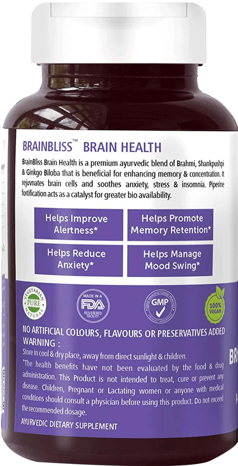 Buy BLISS WELNESS BRAIN HEALTH BRAHMI SHANKPUSHPI FOR MEMORY FOCUS ...