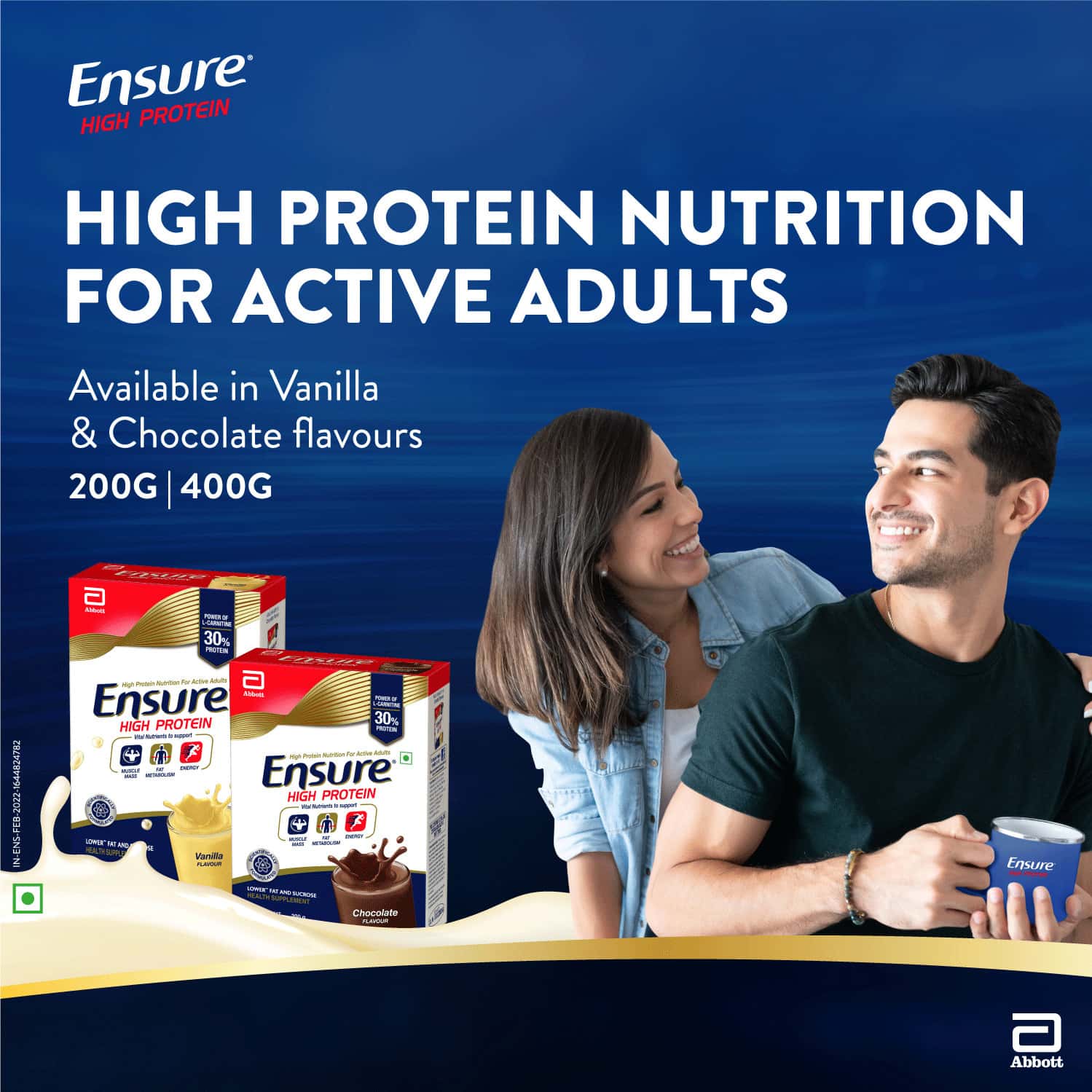 Buy ENSURE HIGH PROTEIN NUTRITION FOR ACTIVE ADULTS (CHOCOLATE FLAVOUR ...