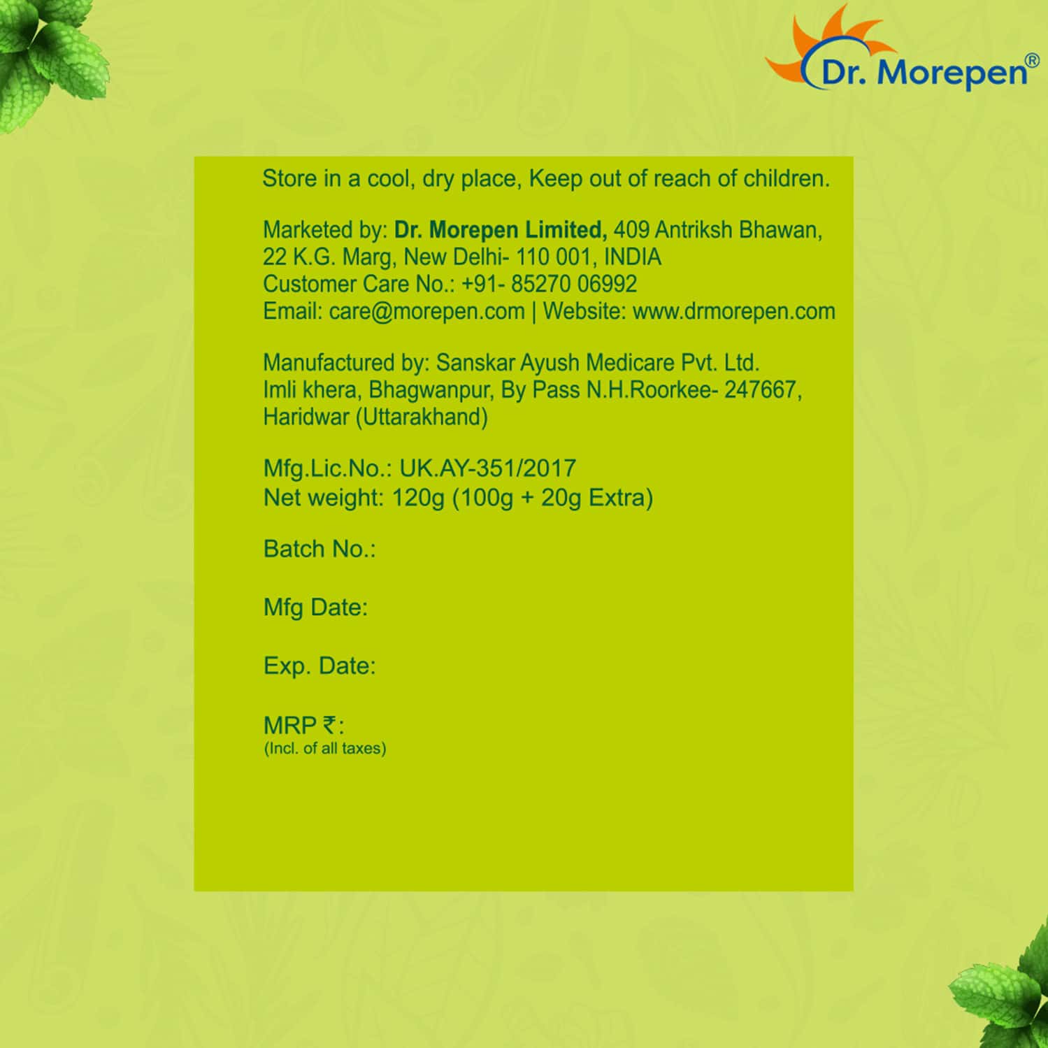 Buy DR. MOREPEN KABZDUR HERBAL FORMULATION FOR CONSTIPATION ACIDITY ...