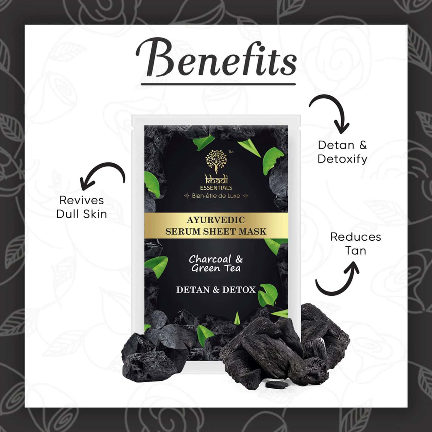 Buy KHADI ESSENTIALS AYURVEDIC CHARCOAL SERUM SHEET MASK FOR DETAN AND DETOX (PACK OF 3) Online ...