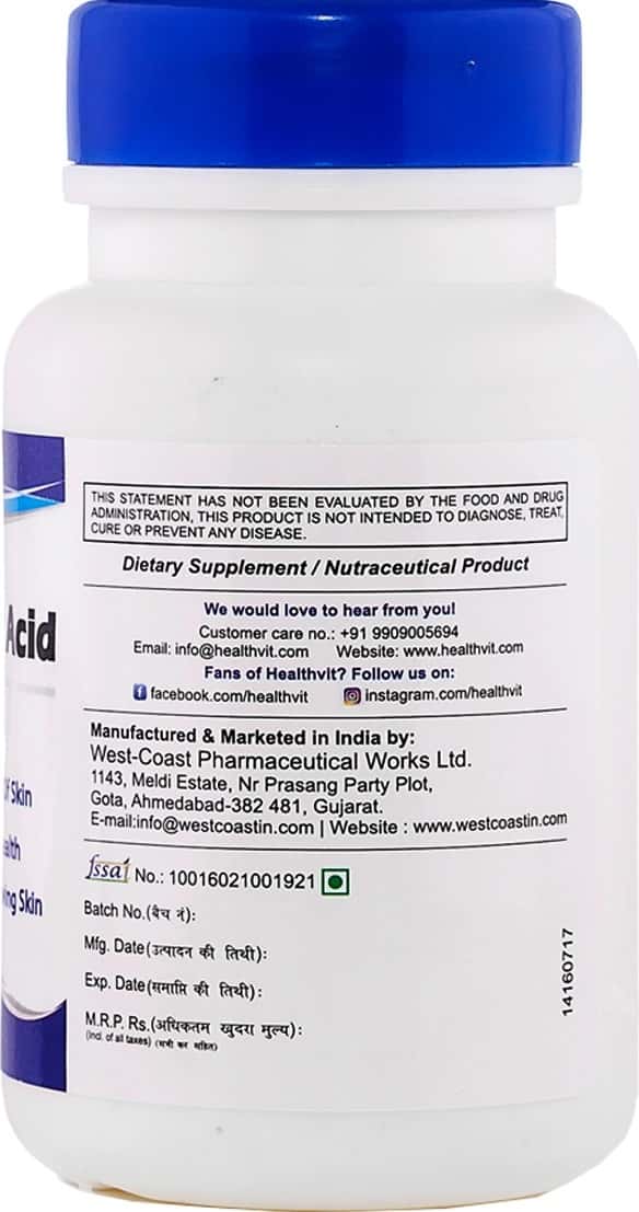 Buy HEALTHVIT ALPHA LIPOIC ACID 100 MG - 60 TABLETS Online & Get Upto ...