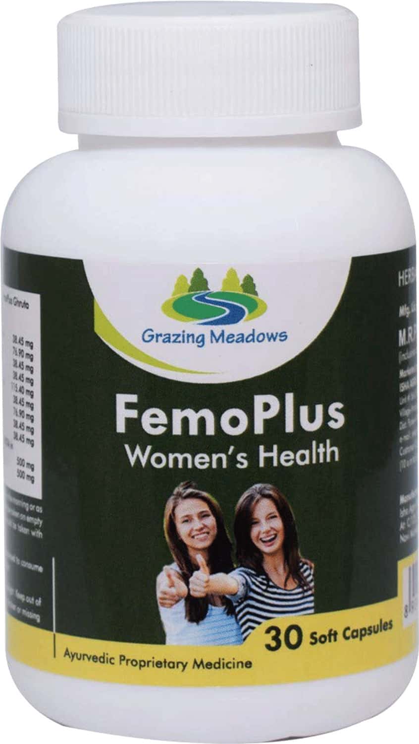 Buy GRAZING MEADOWS FEMOPLUS 30 CAPSULES AYURVEDIC HERBAL FORMULATION FOR WOMEN'S HEALTH Online ...