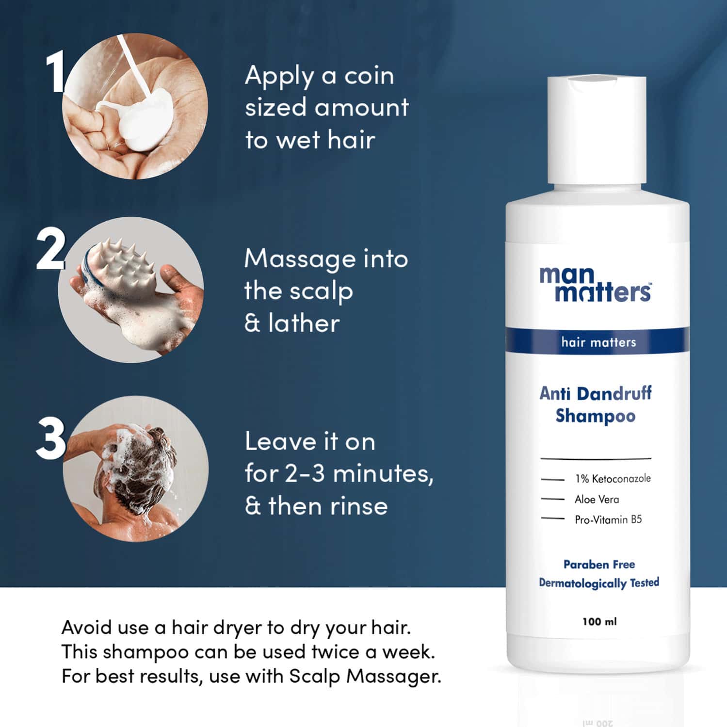 Buy MAN MATTERS ANTI DANDRUFF SHAMPOO 100 ML + MASSAGER Online & Get ...