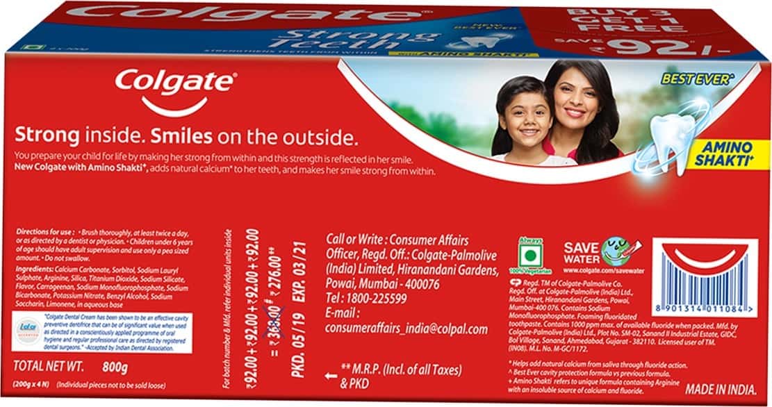 Buy COLGATE STRONG TEETH ANTICAVITY TOOTHPASTE WITH AMINO SHAKTI ...