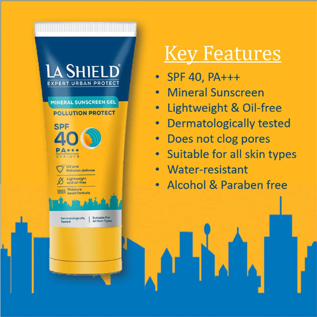Buy LA SHIELD EXPERT URBAN PROTECT MINERAL SUNSCREEN GEL SPF 40 (50G ...