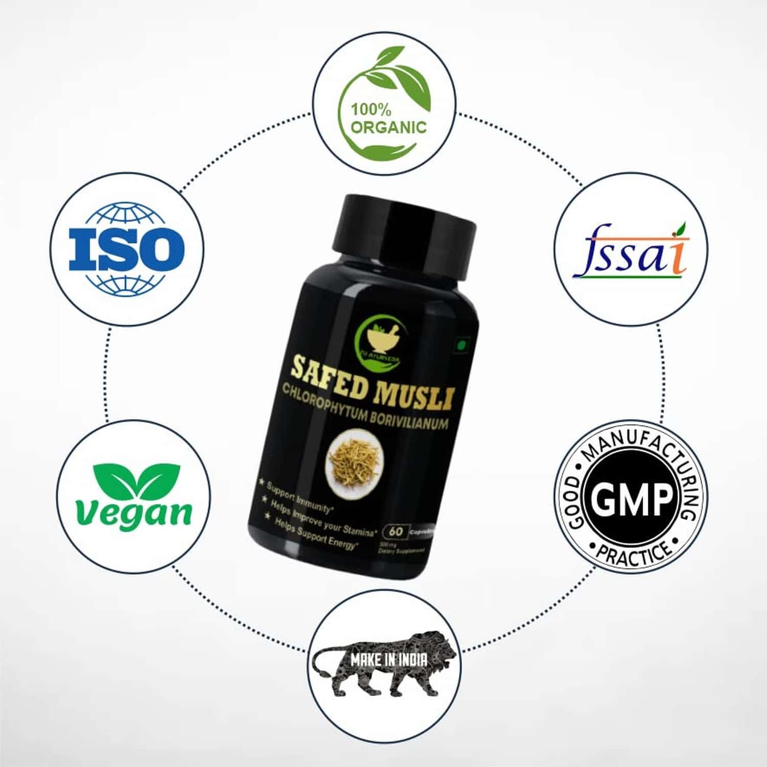 Buy FIJ AYURVEDA SAFED MUSLI EXTRACT CAPSULE (CHLOROPHYTUM BORIVILIANUM ...