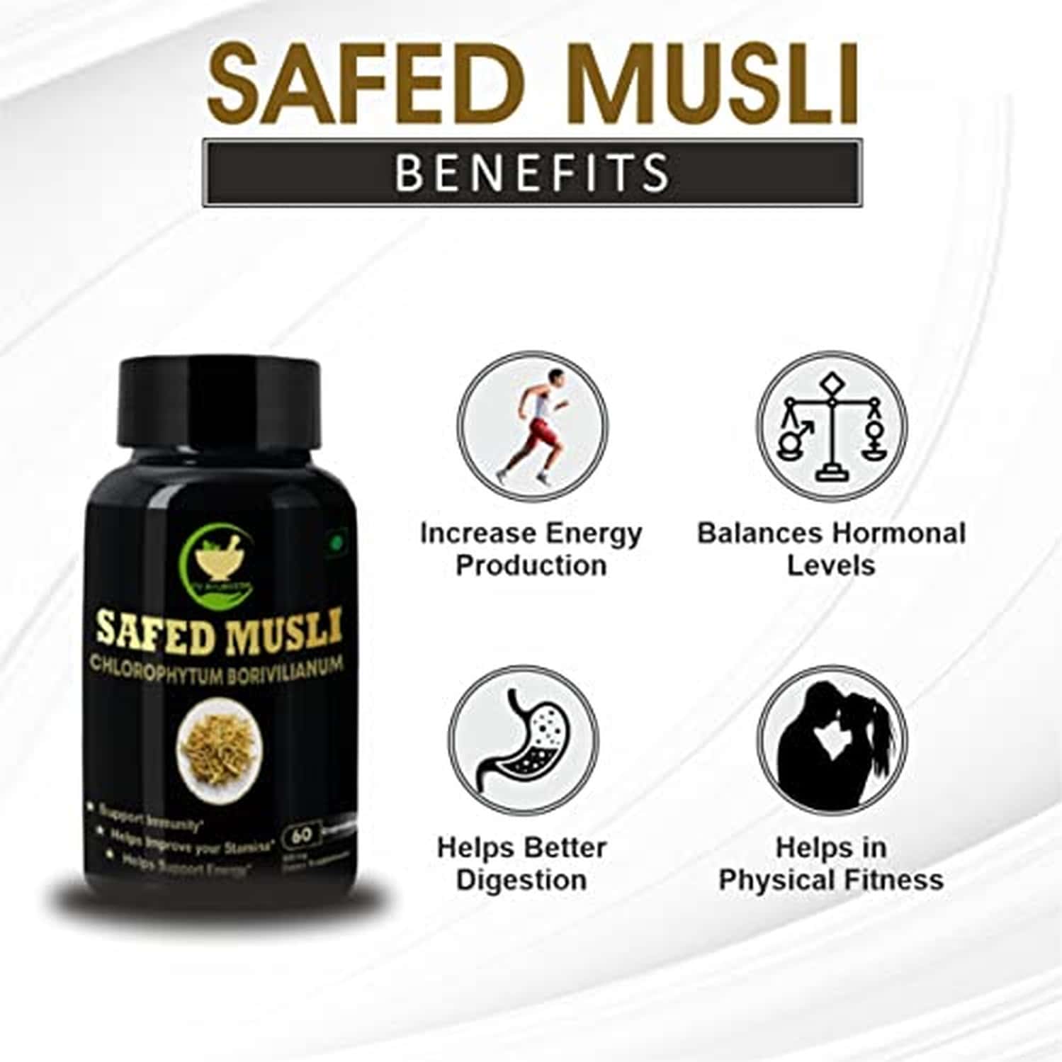 Buy FIJ AYURVEDA SAFED MUSLI EXTRACT CAPSULE (CHLOROPHYTUM BORIVILIANUM ...