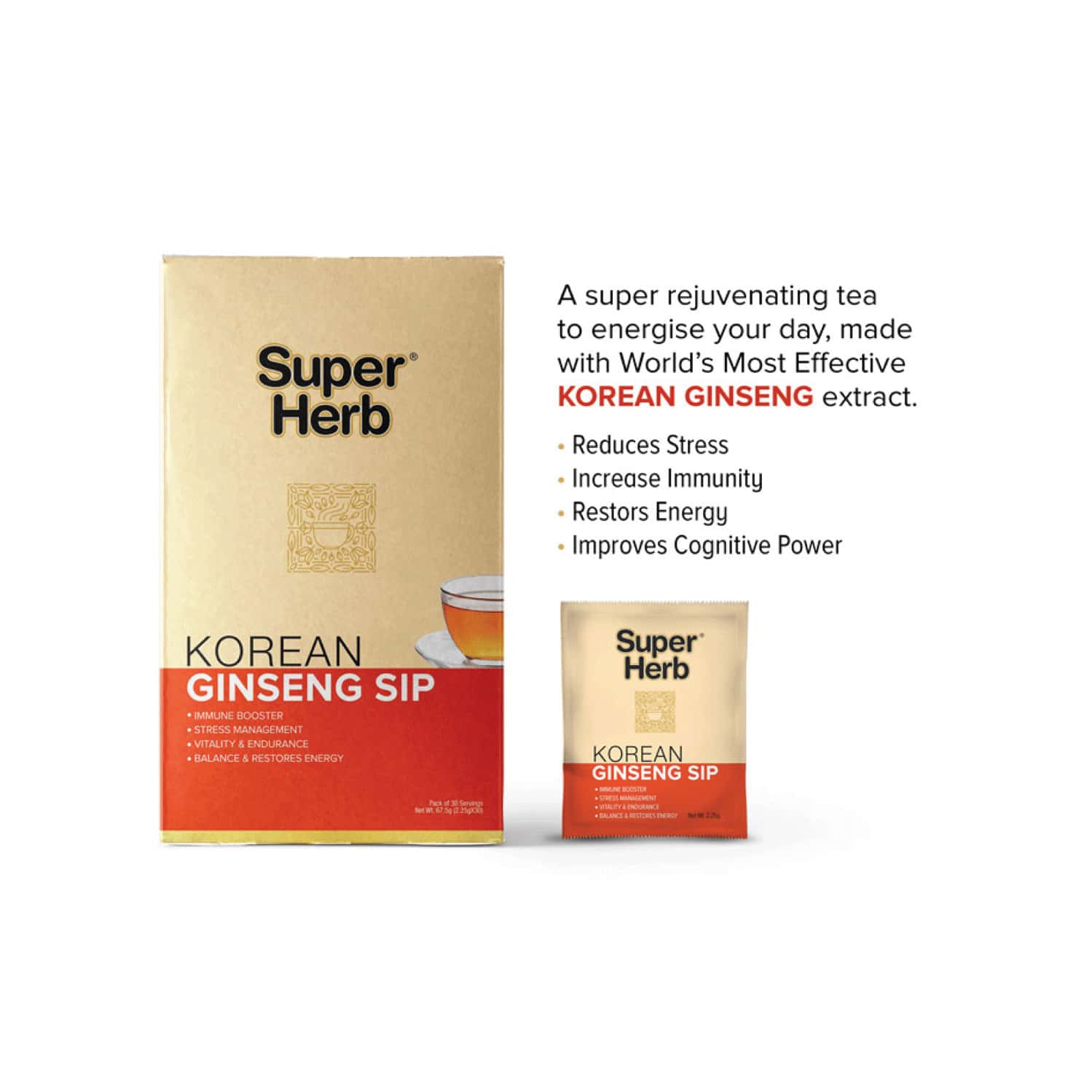 Buy SUPER HERB KOREAN GINSENG SIP (2.25G EACH) 30 SACHETS Online & Get ...