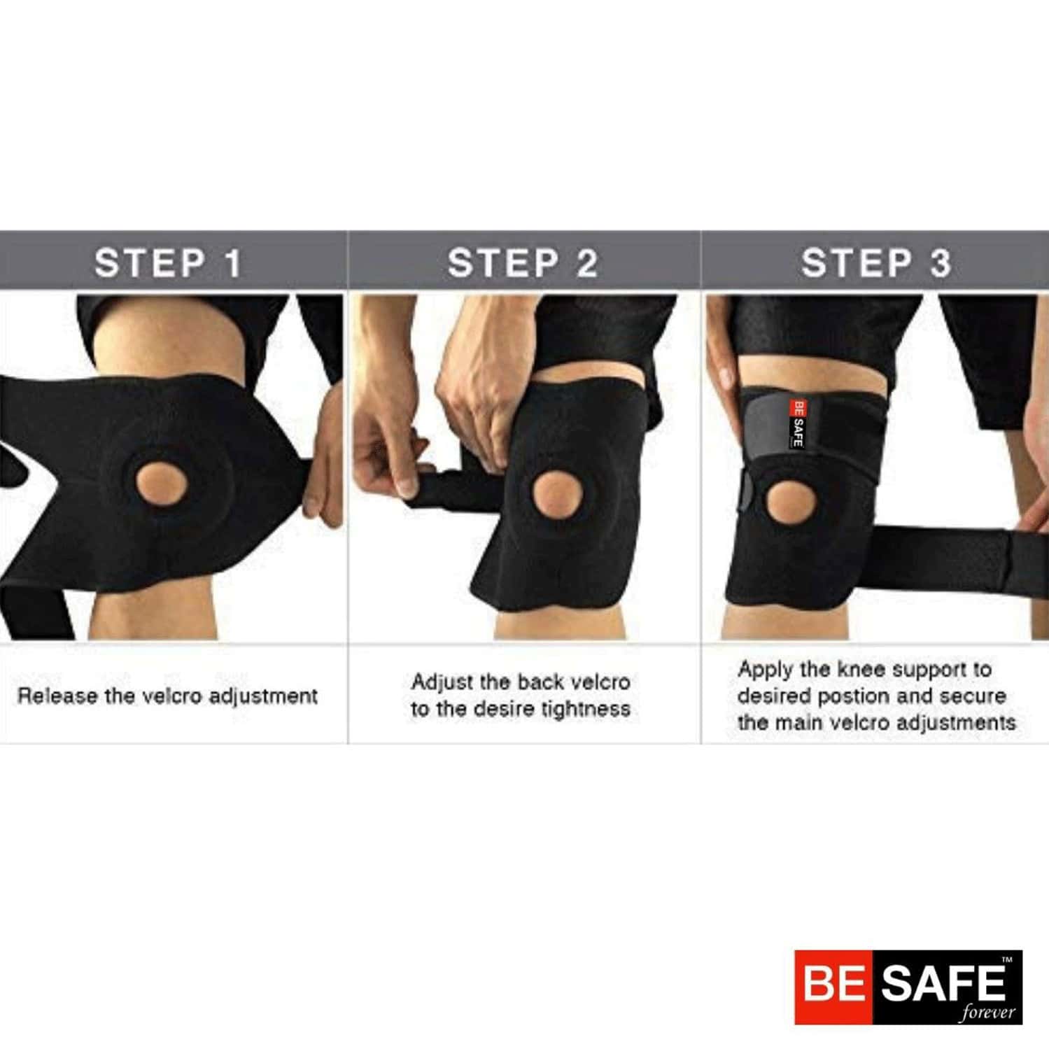Buy BESAFE FOREVER KNEE CAP SUPPORT BAND OPEN PATELLA FOR PAIN RELIEF ...