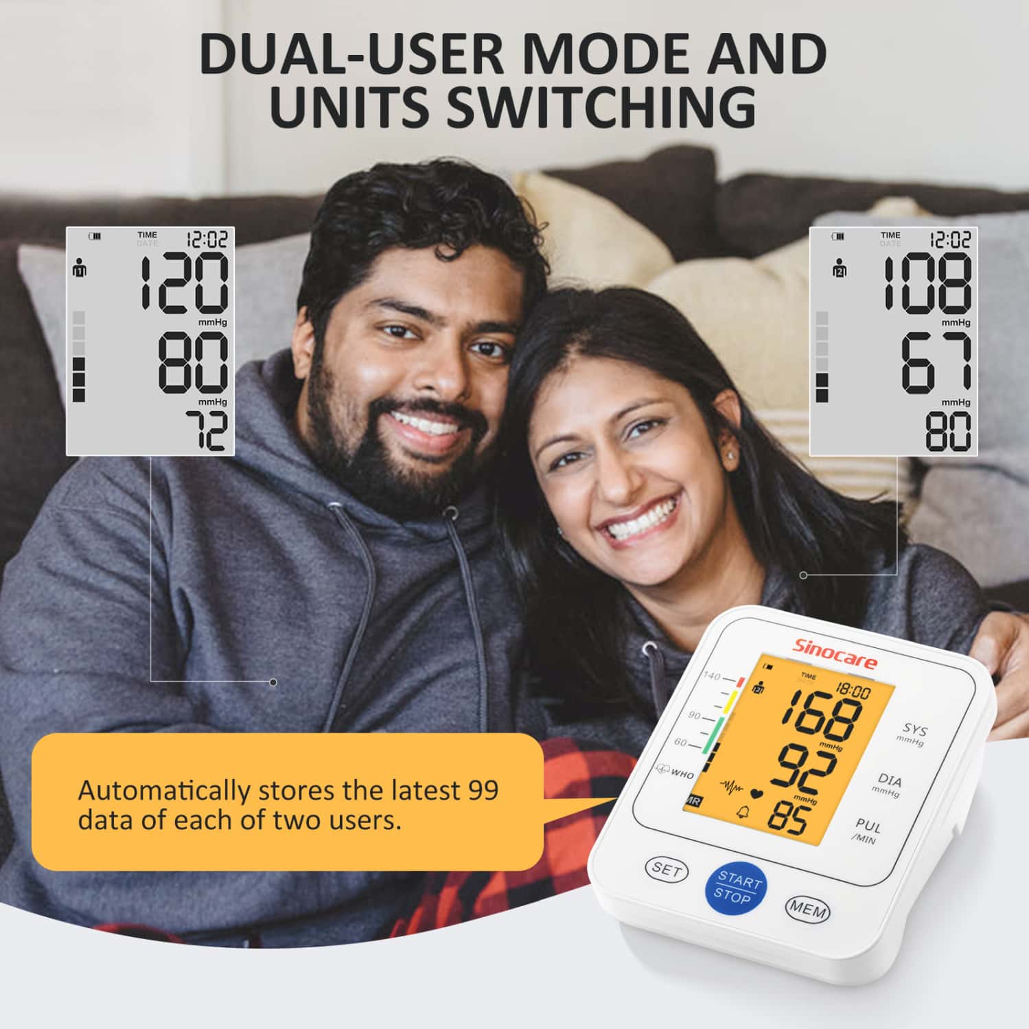 Buy SINOCARE BSX516 DIGITAL BLOOD PRESSURE MONITOR MACHINE | DIGITAL BP ...