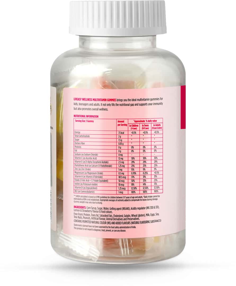 Buy LIVEASY WELLNESS MULTIVITAMIN GUMMIES FOR KIDS AND ADULTS- PACK OF ...