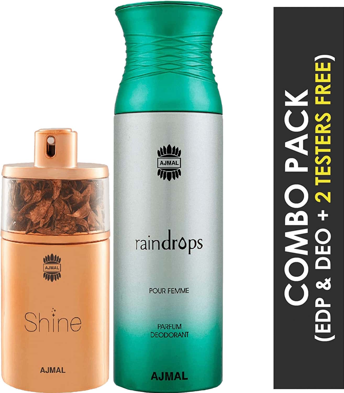 Buy AJMAL SHINE EDP POWDERY 75ML PERFUME FOR WOMEN AND RAINDROPS FEMME ...