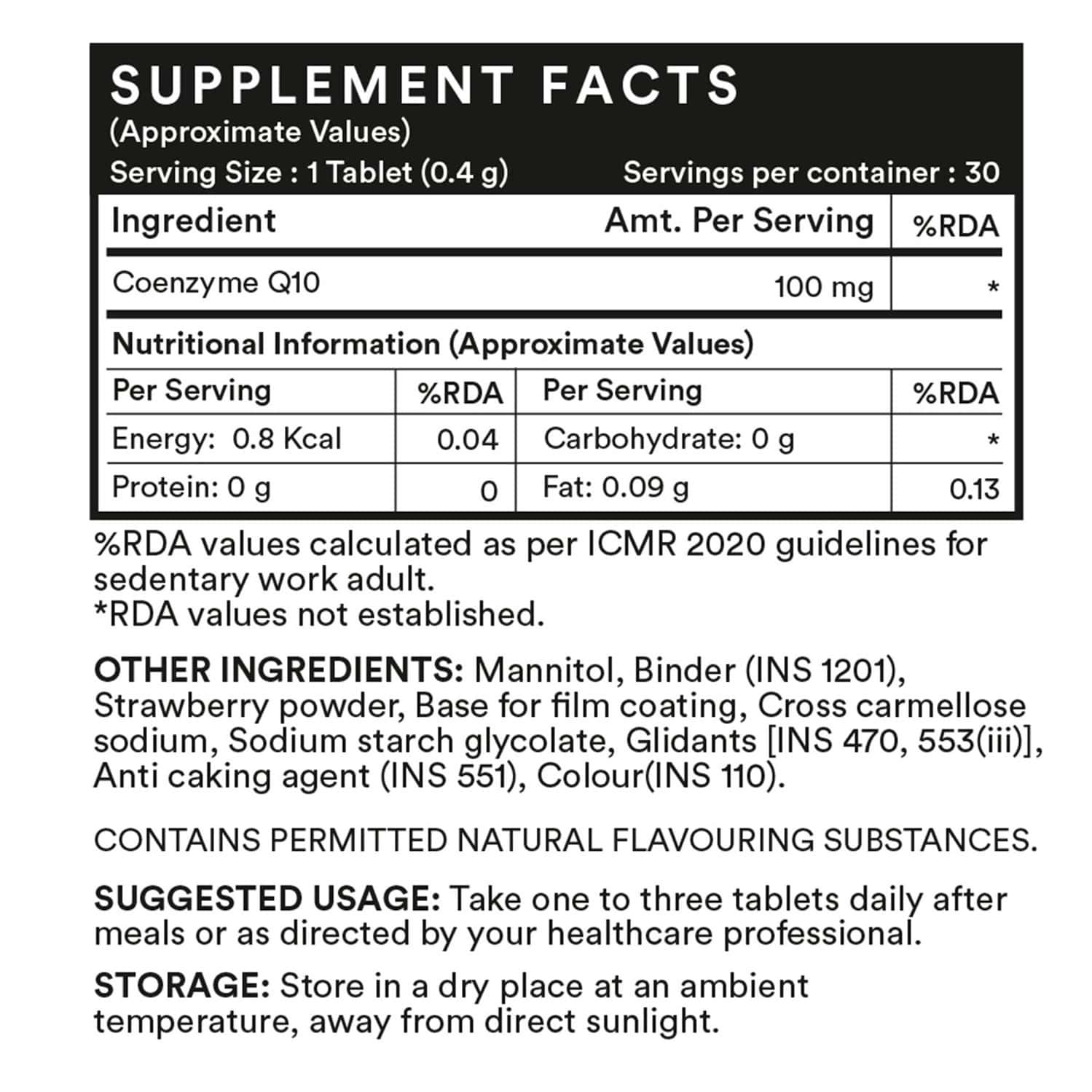 Buy INLIFE COENZYME Q10 - 100 MG (UBIQUINONE) 30 CHEWABLE TABLETS ...