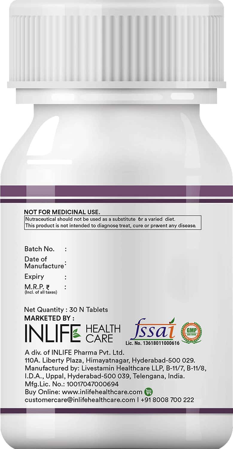 Buy INLIFE COENZYME Q10 - 100 MG (UBIQUINONE) 30 CHEWABLE TABLETS ...