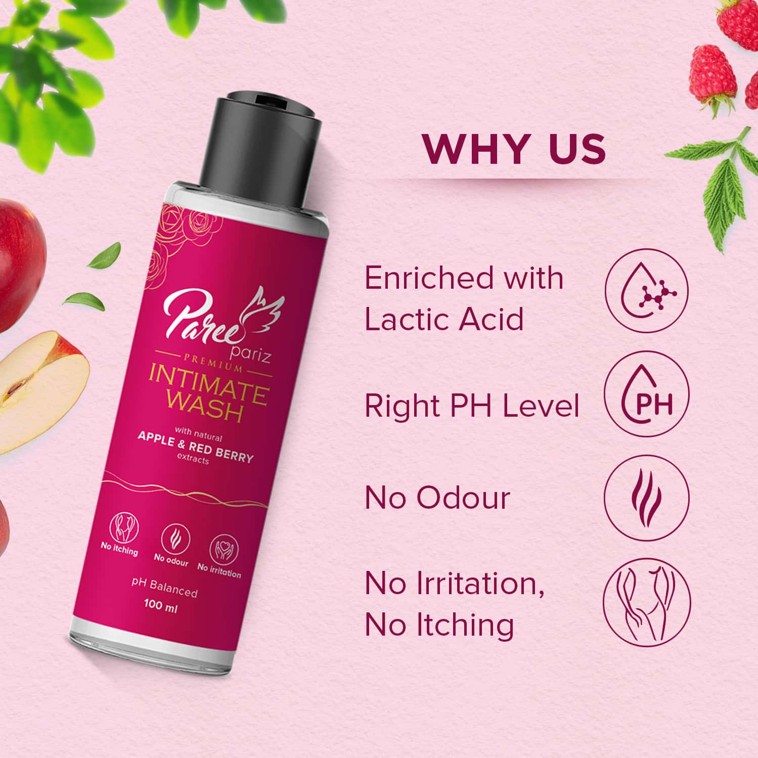 Buy PAREE PARIZ INTIMATE WASH WITH APPLE & RED BERRY EXTRACTS Online ...