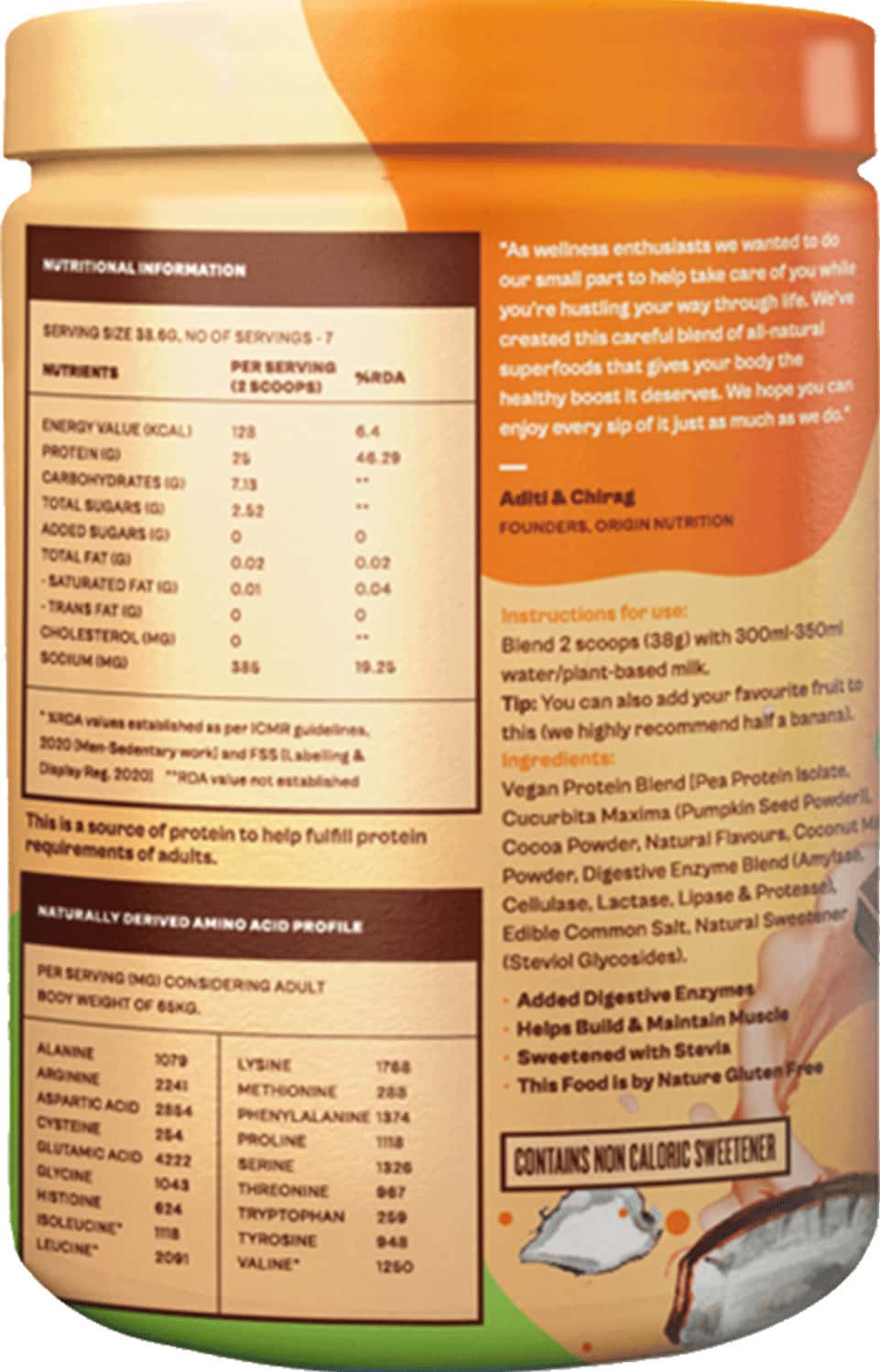 Buy ORIGIN NUTRITION 100% NATURAL PLANT PROTEIN POWDER CHOCOLATE ...