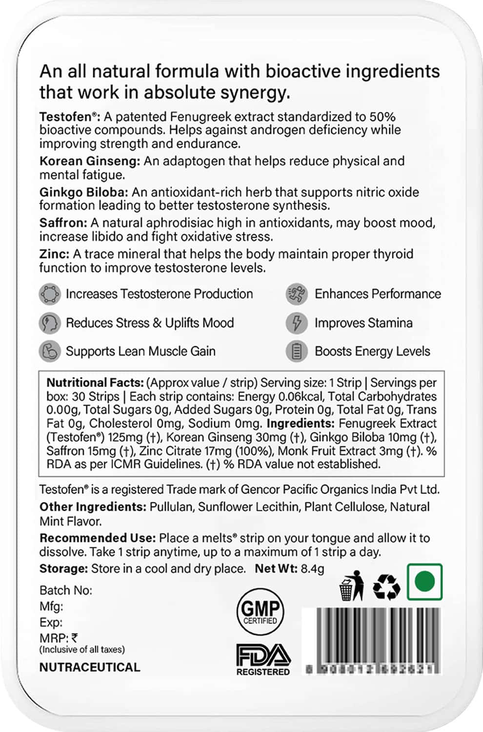 Buy WELLBEING NUTRITION MELTS TESTO POWER TESTOSTERONE BOOSTER FOR ...