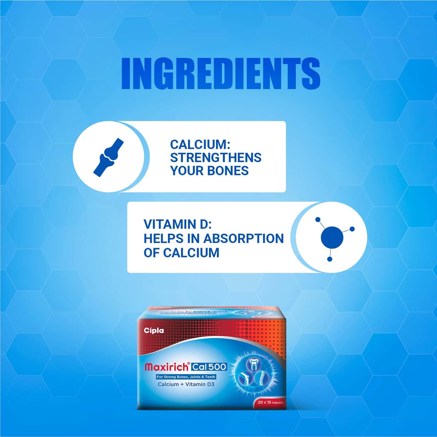 Buy MAXIRICH CAL 500 STRIP OF 15 Online & Get Upto 60% OFF at PharmEasy