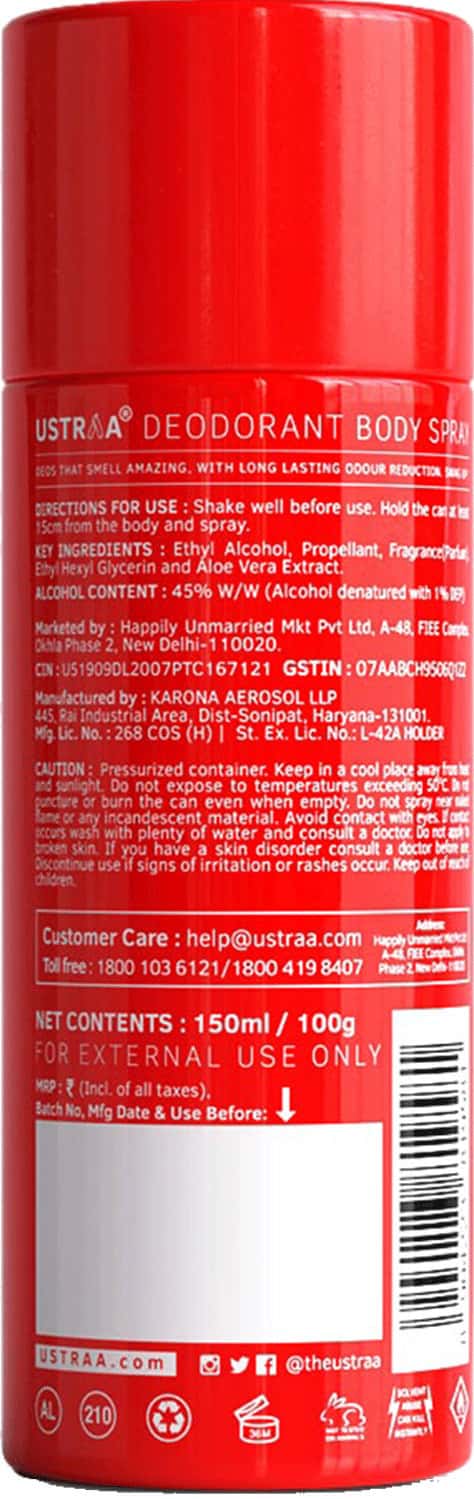 Buy USTRAA RED DEODORANT BODY SPRAY 150 ML Online & Get Upto 60% OFF at ...