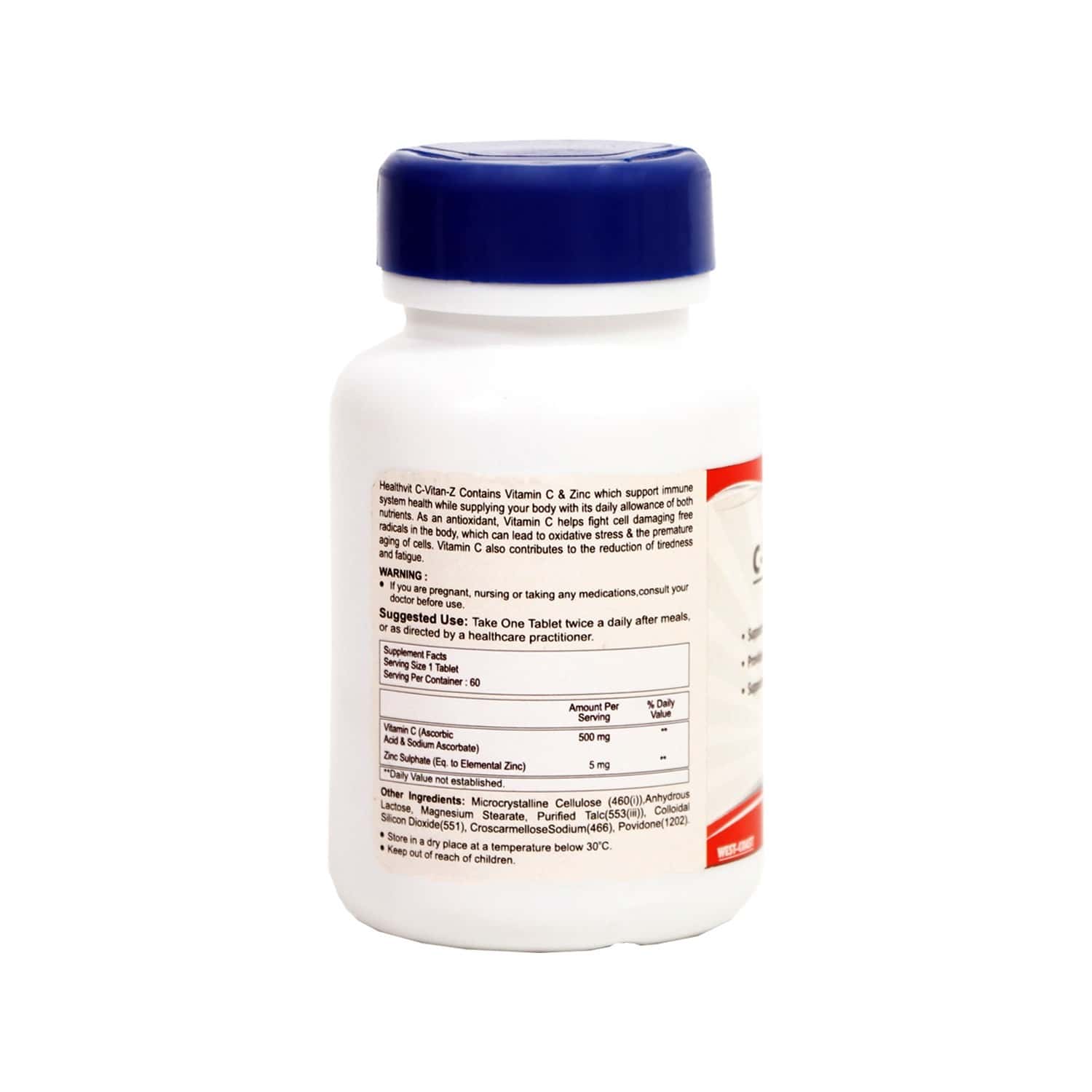 Buy Healthvit C-Vitan-Z Vitamin C 500mg And Zinc - 60 Tablets Online at ...