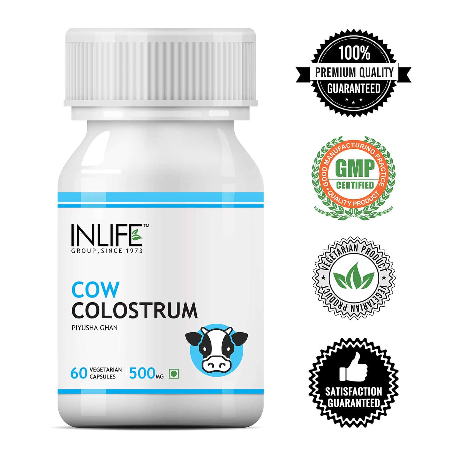 Buy INLIFE COW COLOSTRUM SUPPLEMENT, 500MG (60 VEGETARIAN CAPSULES ...