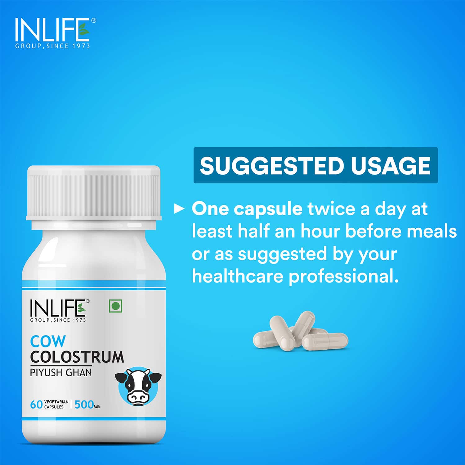Buy INLIFE COW COLOSTRUM SUPPLEMENT 500MG (60 VEGETARIAN CAPSULES ...