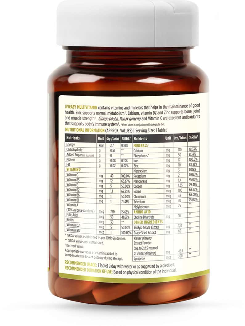Buy LIVEASY WELLNESS MULTIVITAMIN MULTIMINERAL - IMMUNITY BOOSTER ...