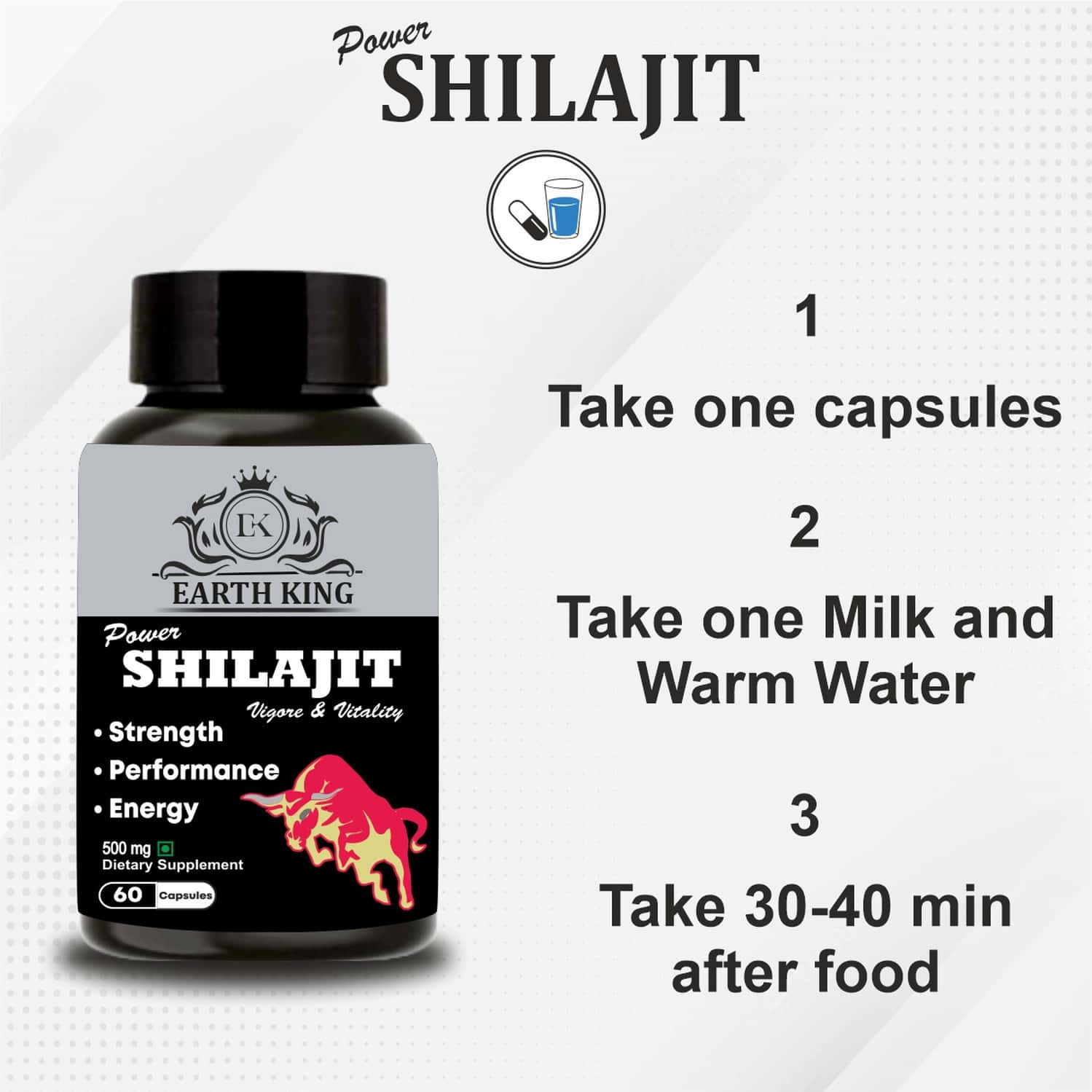 Buy EARTH KING POWER SHILAJIT/SHILAJEET EXTRACT CAPSULE FOR STAMINA ...