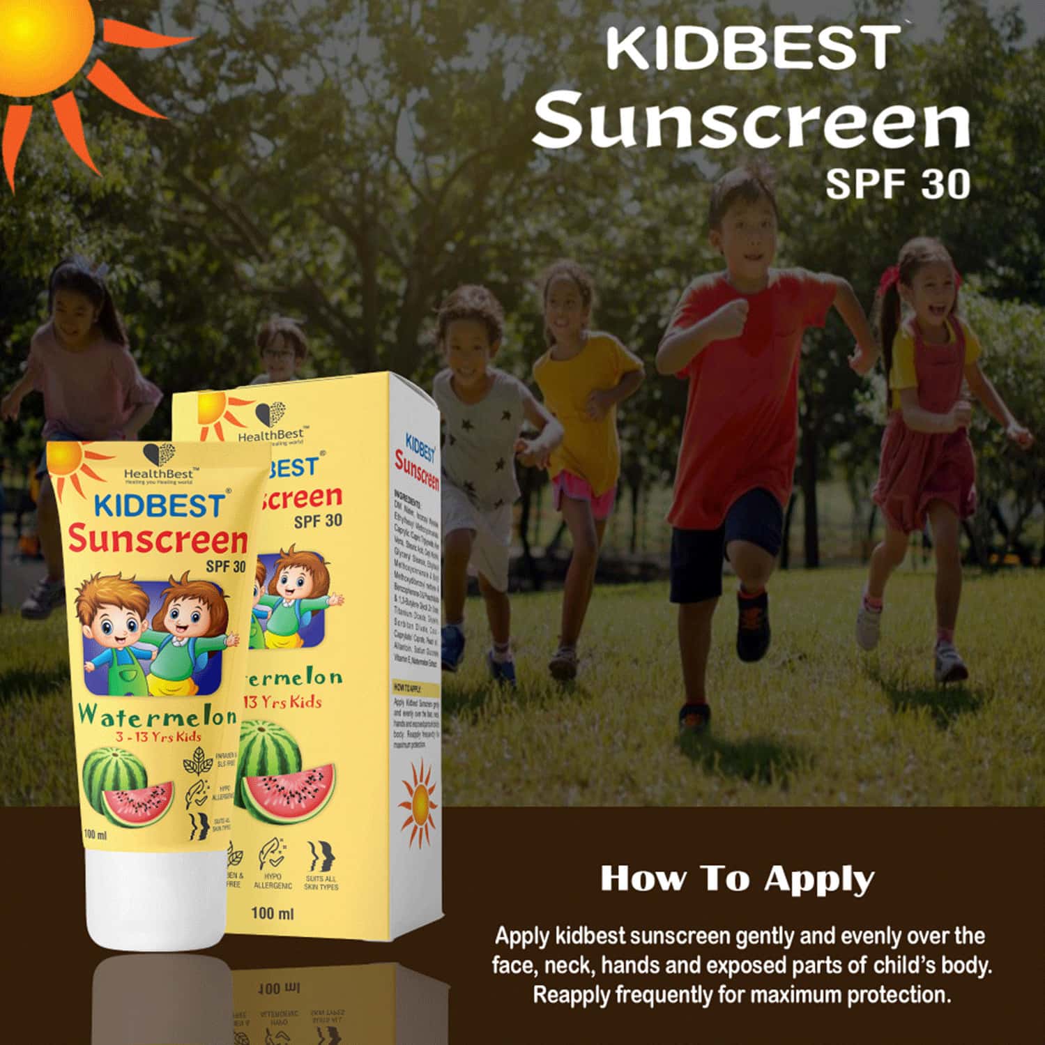 Buy HEALTHBEST KIDBEST SUNSCREEN FOR KIDS|SPF 30 UVA/UVB|SENSITIVE SKIN ...