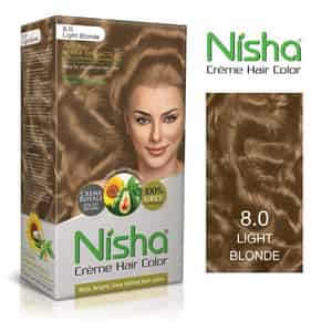 Buy NISHA CREME HAIR COLOR 8.0 LIGHT BLONDE (60GM+90ML+18ML) PERMANENT ...