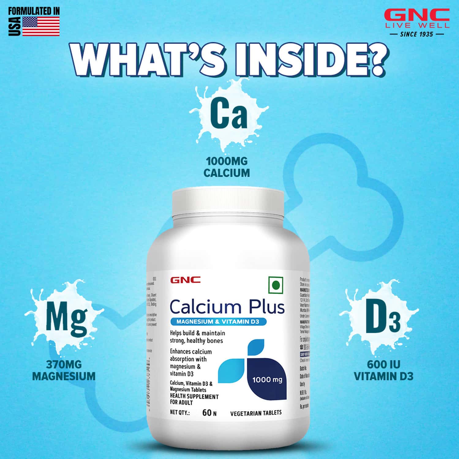 Buy GNC CALCIUM PLUS WITH MAGNESIUM & VITAMIN D3 | STRENGTHENS BONES ...
