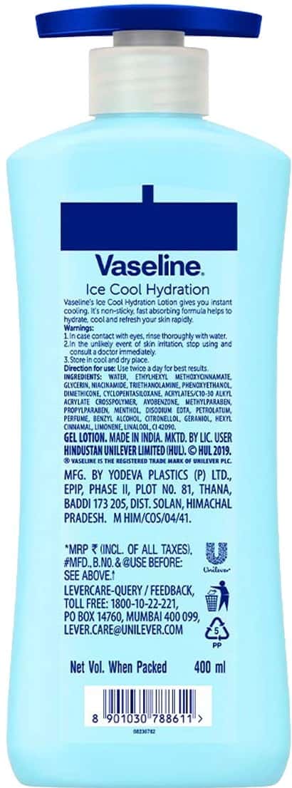 Buy VASELINE ICE COOL HYDRATION LOTION BOTTLE OF 400 ML Online & Get ...