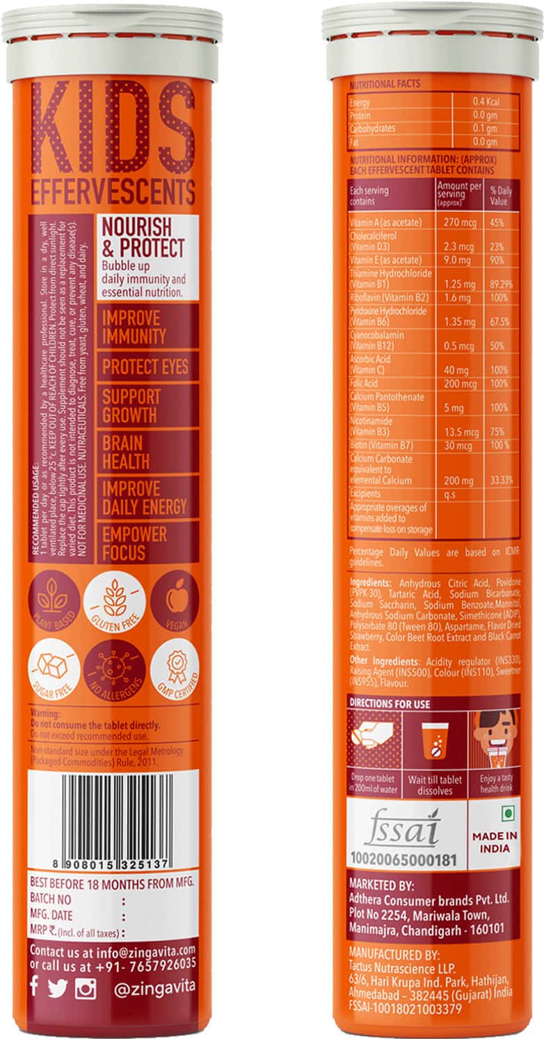 Buy ZINGAVITA MULTIVITAMIN FOR KIDS HEALTHY GROWTH IMMUNITY BOOSTER 20 ...