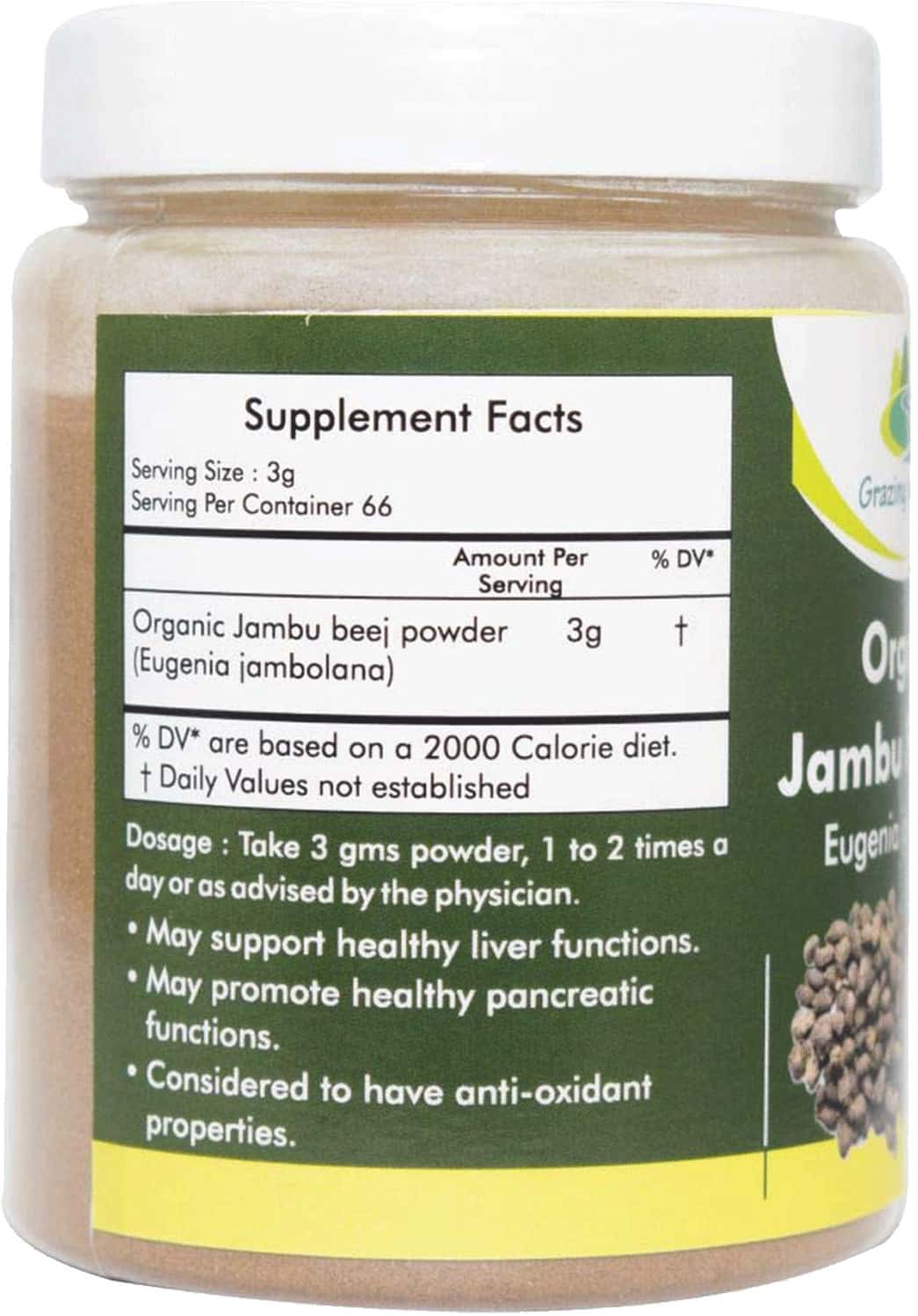 Buy GRAZING MEADOWS ORGANIC JAMUN SEED POWDER 200 GMS (PACK OF 5 ...