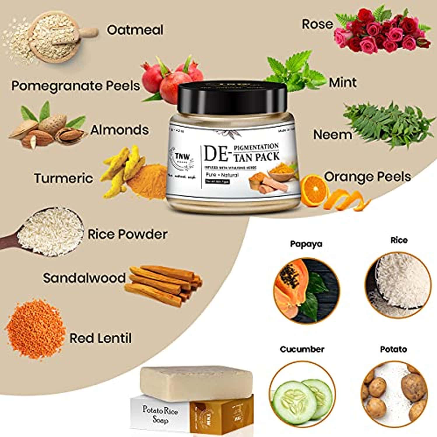 Buy TNW-THE NATURAL WASH DE PIGMENTATION TAN PACK(120G) AND POTATO RICE ...