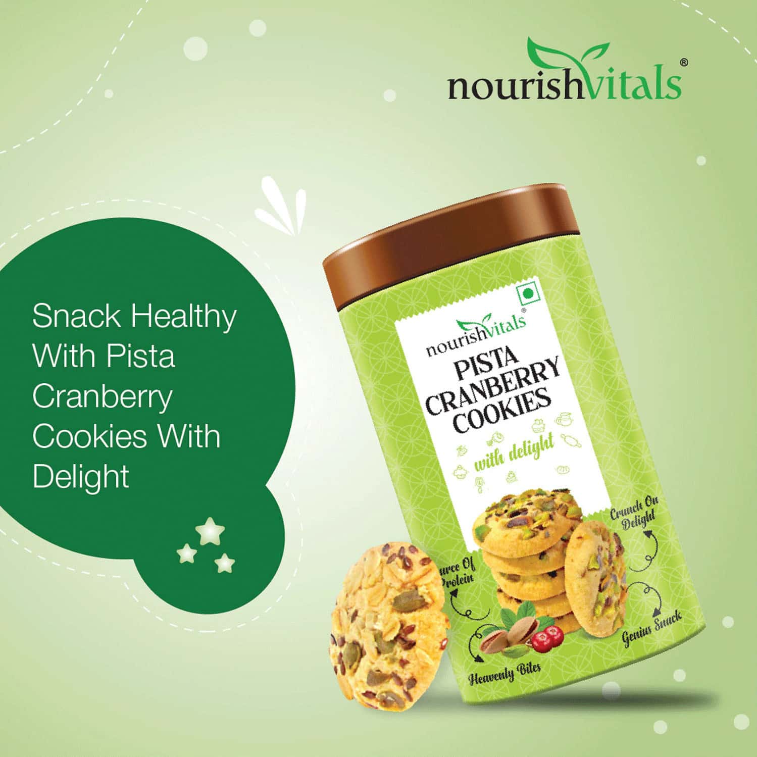 Buy NOURISHVITALS PISTA CRANBERRY COOKIES HEAVENLY BITES CRUNCHY ...