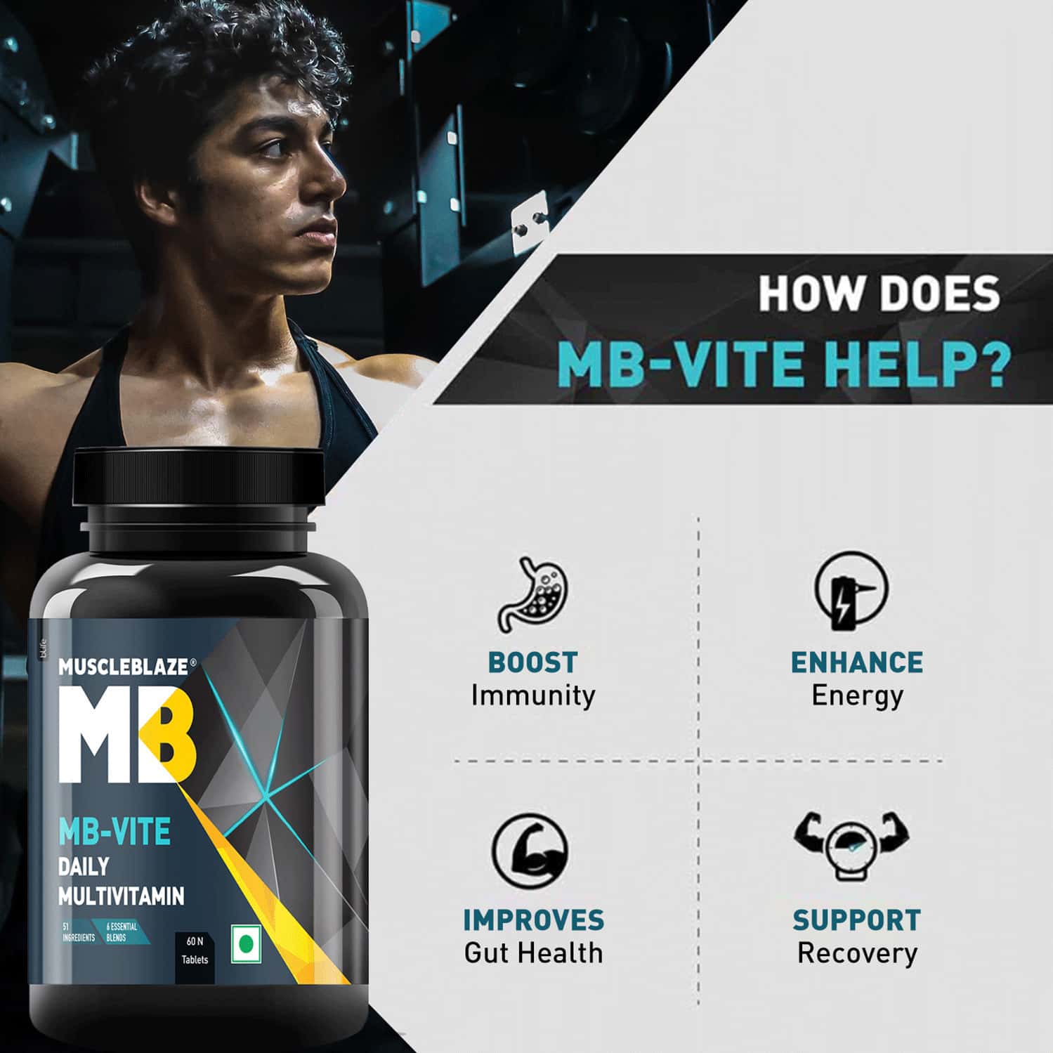 Buy MUSCLEBLAZE MB-VITE MULTIVITAMIN FOR IMMUNITY-100% RDA OF VIT C D ...