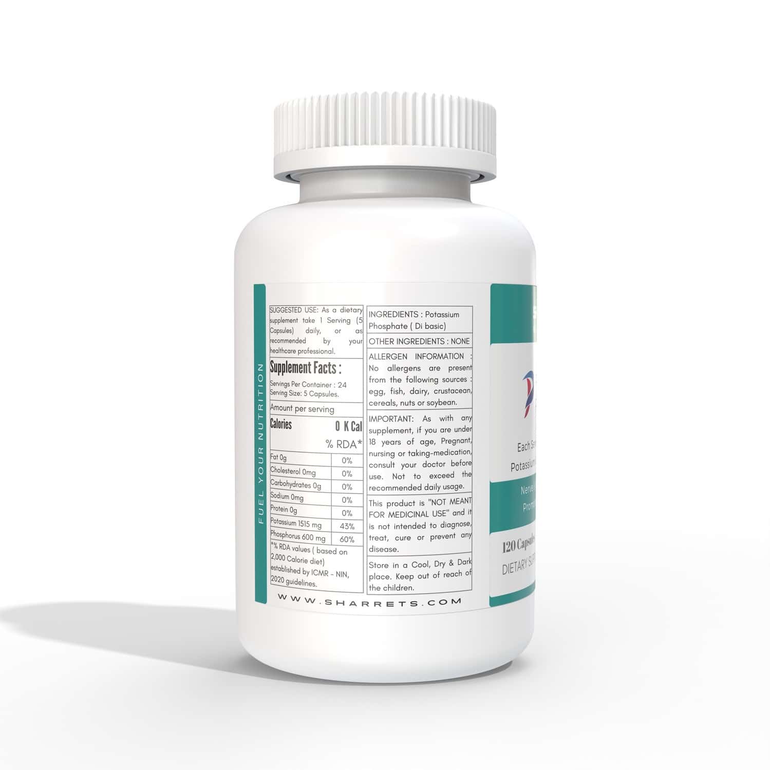 Buy SHARRETS POTASSIUM PHOSPHATE DIBASIC PHOSPHORUS SUPPLEMENTS, 120 ...