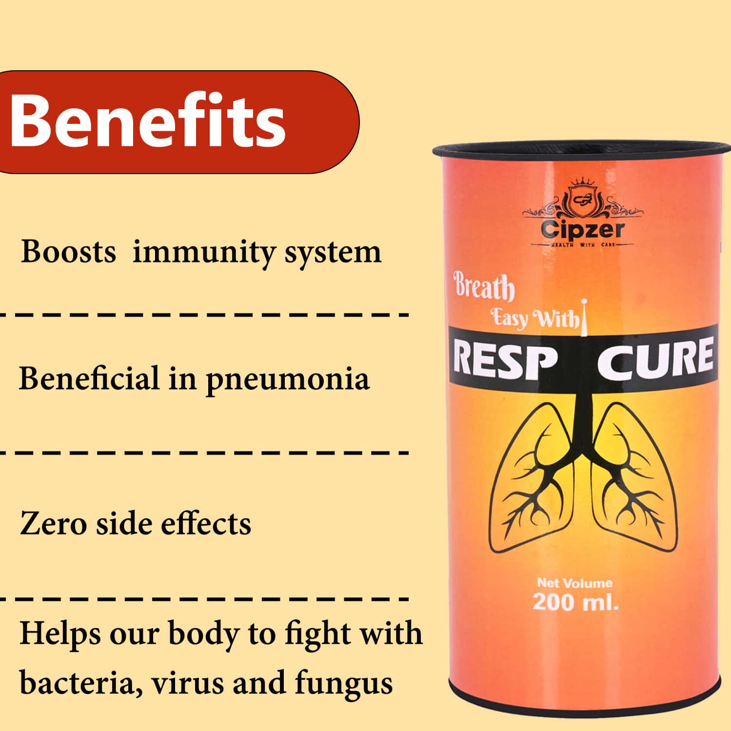 Buy CIPZER RESPICURE SYRUP|HELPS OUR BODY TO FIGHT WITH BACTERIA, VIRUS AND FUNGUS(PACK OF 1 ...