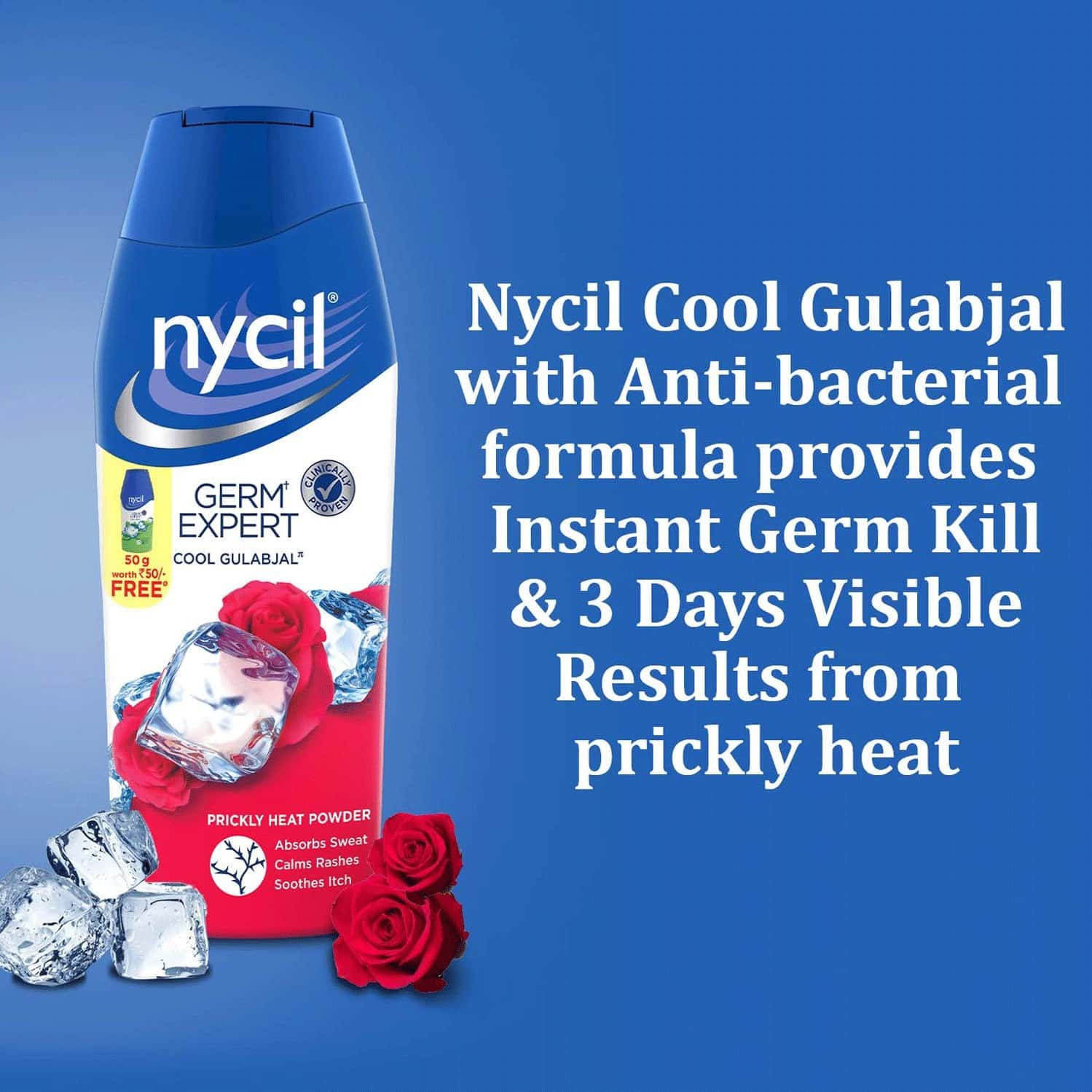 Buy NYCIL COOL GULABJAL PRICKLY HEAT TALCUM POWDER, 150GM (COOL HERBAL ...