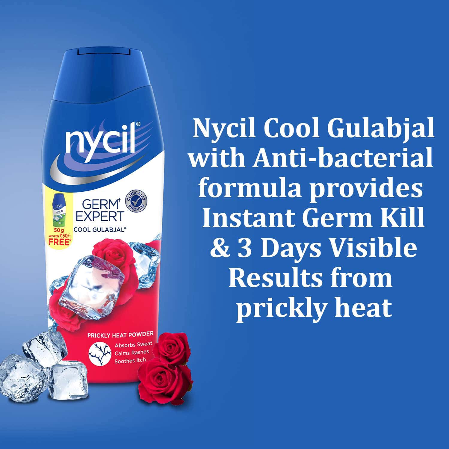 Buy NYCIL COOL GULABJAL PRICKLY HEAT TALCUM POWDER 150GM (COOL HERBAL ...